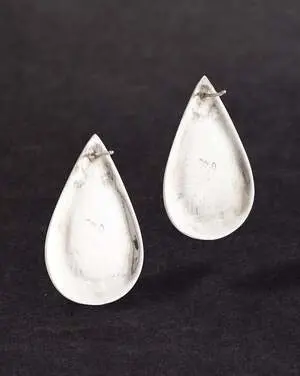 Alexis Bittar Vintage 1980s Sterling & Malachite Teardrop Earrings - Silver