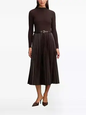 EVER NEW Gianna Pleated Rib-knit Midi Dress