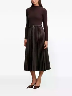 EVER NEW Gianna Pleated Rib-knit Midi Dress