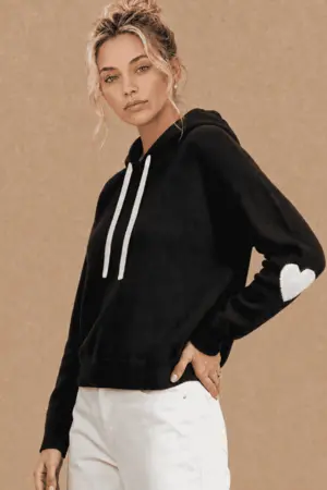 27 Miles Malibu Reva Cashmere Contrast Heart Pullover Hoodie