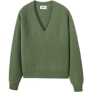27 Miles Malibu Kylie Ribbed Cashmere V Neck Sweater Camel