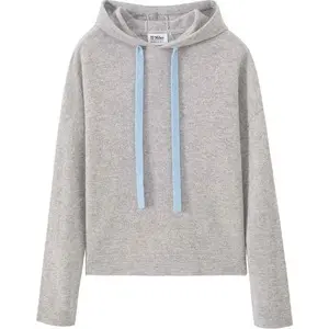 27 Miles Malibu Tova Cashmere Pullover Hoodie With Contrast Drawstring - Navy/cloud
