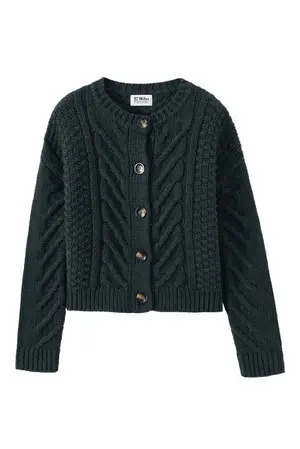 27 Miles Malibu Malia Cropped Modern Cable Cardigan - Forest