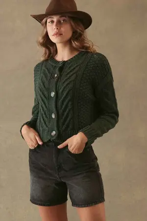 27 Miles Malibu Malia Cropped Modern Cable Cardigan
