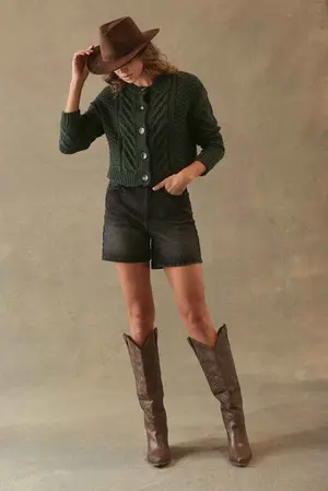 27 Miles Malibu Malia Cropped Modern Cable Cardigan