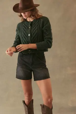 27 Miles Malibu Malia Cropped Modern Cable Cardigan