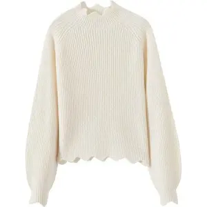 27 Miles Malibu Talia Silk Cashmere Pullover With Scallop Edge Trim