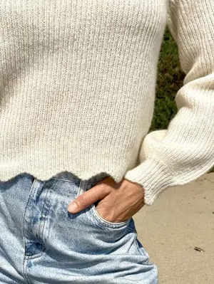 27 Miles Malibu Talia Silk Cashmere Pullover With Scallop Edge Trim
