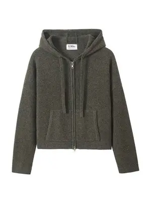27 Miles Malibu Rowe Cashmere Cropped Zip Hoodie - Army