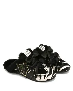 NAKED WOLFE Adorn Suede Mules - Zebra