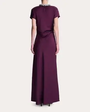Simkhai Eliza Crystal Satin Drape Gown