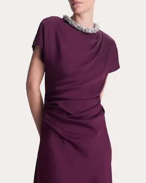 Simkhai Eliza Crystal Satin Drape Gown