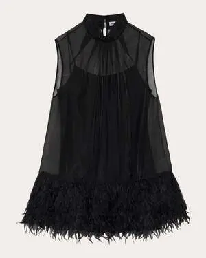 Simkhai Shirya Feathered Organza Mini Dress