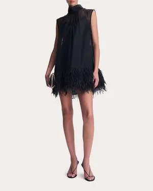 Simkhai Shirya Feathered Organza Mini Dress