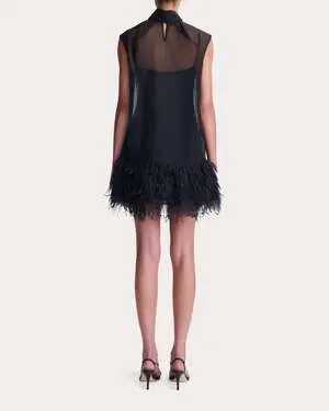 Simkhai Shirya Feathered Organza Mini Dress