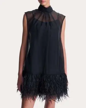 Simkhai Shirya Feathered Organza Mini Dress