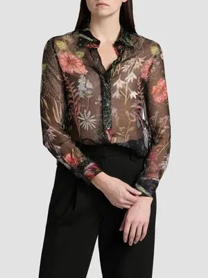 Alexander McQueen Floral Web Silk Shirt