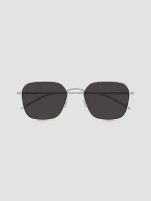 Bottega Veneta Engraved Titanium Intrecciato 55mm Square Sunglasses