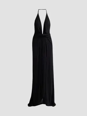 Ramy Brook Dorea Plunge Halter Gown - Black