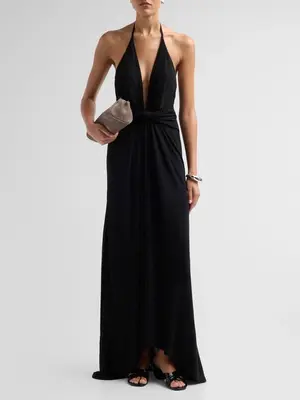 Ramy Brook Dorea Plunge Halter Gown