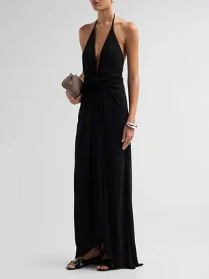 Ramy Brook Dorea Plunge Halter Gown