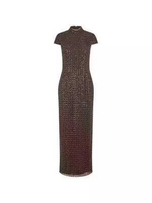 ROTATE BY BIRGER CHRISTENSEN Beaded Maxi Dress - Brown