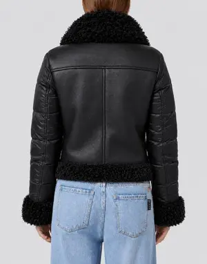Philipp Plein Eco Leather Shearling Jacket - Black