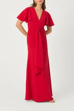 Shoshanna Midnight Crepe Jayne Dress - Ruby