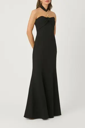 Shoshanna Midnight Stretch Crepe Lourdes Dress - Jet