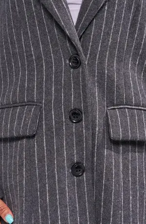 AZALEA WANG Skyline Pinstripe Long Coat