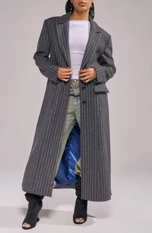 AZALEA WANG Skyline Pinstripe Long Coat