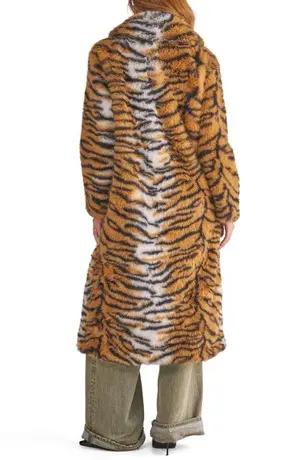 AZALEA WANG Pepper Tiger Faux Fur Maxi Coat