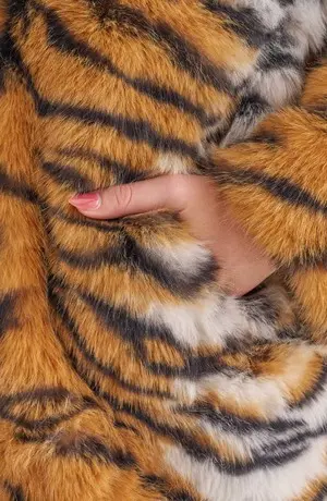 AZALEA WANG Pepper Tiger Faux Fur Maxi Coat