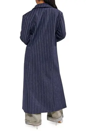 AZALEA WANG Skyline Pinstripe Long Coat