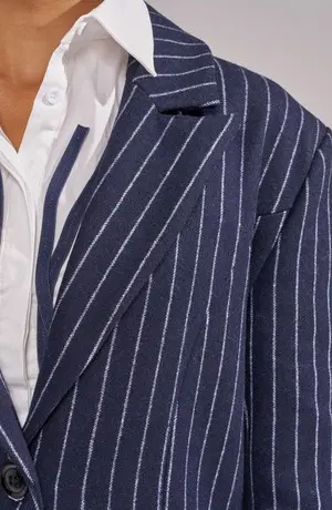 AZALEA WANG Skyline Pinstripe Long Coat