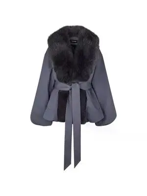 ROTATE BY BIRGER CHRISTENSEN Faux-fur Collar Jacket - Grey
