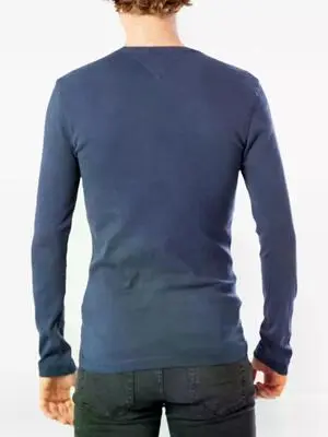 Tommy Hilfiger Logo-embroidered Long-sleeve T-shirt - Blue