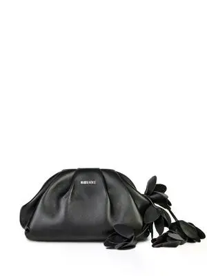 ROTATE BY BIRGER CHRISTENSEN Floral-embellished Ruched Shoulder Bag - Black