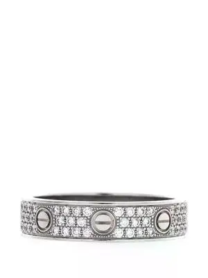 Cartier Love Wedding Band Pave Diamonds 18k White Gold And Diamonds Ring - Silver