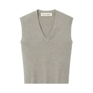 Fear Of God Rib Knit V-neck Cropped Tank 'pyrite Heather