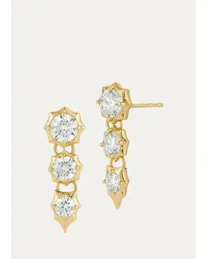 JADE TRAU 18k Gold Three-drop Diamond Earrings - Yellow
