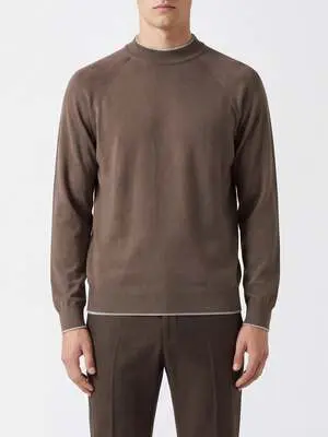 Eleventy Long-sleeved Crewneck Jumper In Pure Wool With Ribbed Trims - Dark
