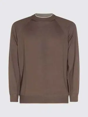 Eleventy Long-sleeved Crewneck Jumper In Pure Wool With Ribbed Trims