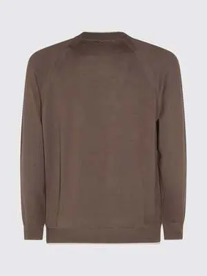 Eleventy Long-sleeved Crewneck Jumper In Pure Wool With Ribbed Trims
