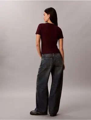 Calvin Klein Slim Mixed Font Logo Tee - Raspberry Truffle