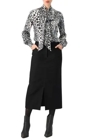 IVONNE Long Sleeve Bow Blouse