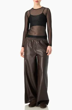 IVONNE Fine Mesh Sheer Long Sleeve Blouse