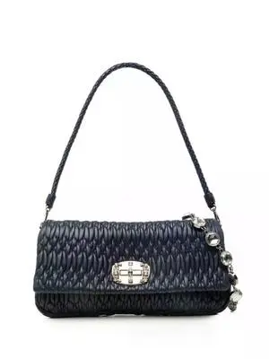 Miu Miu 2010-2026 Matelasse Nappa Crystal Chain Satchel - Blue