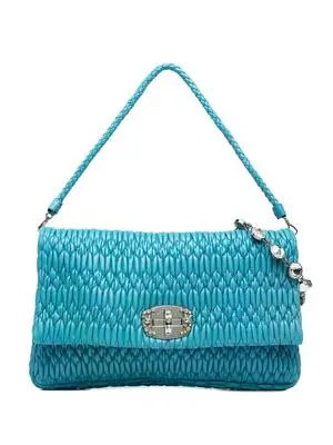 Miu Miu 2010-2026 Large Matelasse Nappa Crystal Satchel - Blue