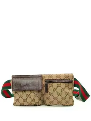 Gucci 2000-2015 Gg Canvas Web Double Pocket Belt Bag - Neutrals